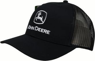 John Deere Casquette de baseball Trucker Hat 13083345Bk Casquette de baseball actuelle Chapeau de camionneur brodé BKWH Noir, noir, Taille unique