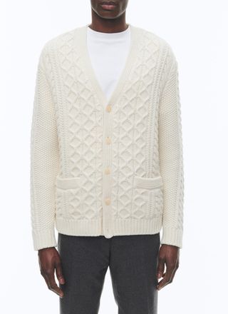 Fursac Cardigan torsad&eacute; en laine - Taille M - Homme