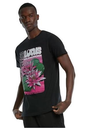Mister Tee T-Shirt pour Homme Lotus Flower Tee avec imprim&eacute; sur Le Devant pour Homme, t-Shirt Graphique, Streetwear, Noir, XL