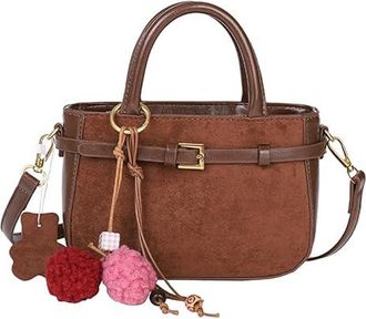 Generic Kexpery Sac &agrave; main en faux daim avec bandouli&egrave;re r&eacute;glable, sac crois&eacute; r&eacute;tro, sac bucket pour femmes, pour le travail, voyage