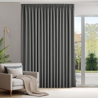 Deconovo Gardinen mit Kräuselband Blickdicht Vorhänge Gardinen Wohnzimmer Vorhang Verdunkelung Kälteschutz Raumteiler Vorhang Thermogardine, 175x280 cm(HöhexBr