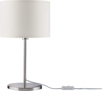 Paulmann 70923 Tischleuchte Tessa rund max. 40 Watt Nachttischlampe Creme, Eisen gebürstet Tischlampe Metall, Stoff E14 ohne Leuchtmittel