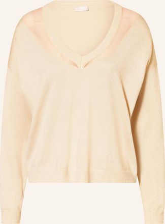 Liu Jo Liu Jo Pullover Mit Glitzergarn Und Schmucksteinen beige