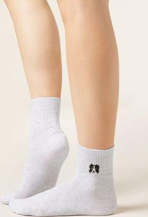 Calzedonia Socken Mit Dog-stickerei Grau