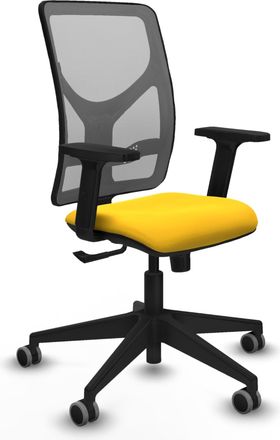 Piqueras y Crespo B&uuml;rostuhl mit Lendenwirbelst&uuml;tze, 2D-Armlehnen, ausgestattet mit 3 Positionen und Schneideschaum, mit Rollen von 65 mm, Parkett, Grau/Gelb