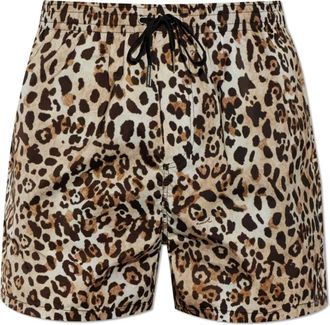 Dsquared2 Homme, Maillots de bain, Beige, Taille: XS Short de bain &agrave; imprim&eacute; l&eacute;opard
