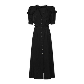 Alessandra Rich Seidenjacquard-Midikleid mit V-Ausschnitt - - Dresses - Damen - Schwarzk - S