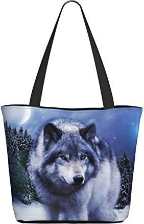 AOOEDM Wolf In The Night Ladies Shopping Bag 13x11x7in.Le cadeau parfait pour la Saint-Valentin.Cest de la Saint-Valentin pour maman, fille, &eacute;pouse, etc
