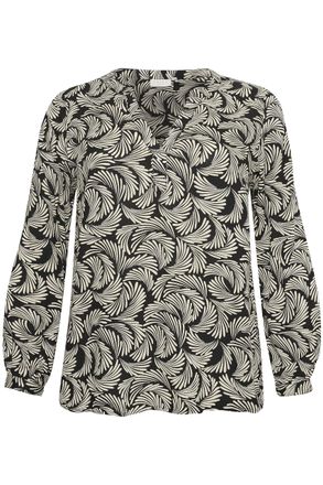 Kaffe Curve Langarm-Bluse KCmirta 50, Black Deep/Antique White Print 50