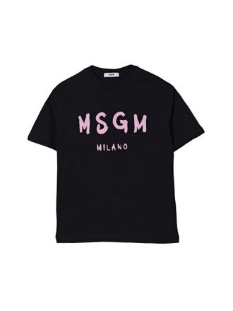 Msgm Logo-Printed Cotton T-Shirt - Black