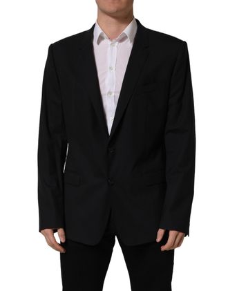 Dolce & Gabbana Mens Black Wool Single Breasted Blazer Jacket Virgin Elastane Clothing