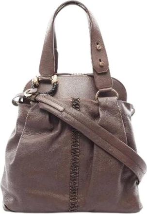 Bulgari Pre-owned Leoni Leather 2way Handbag - Femme - Pre-owned - Brun - Taille: ONE Size