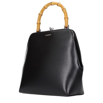 Jil Sander Womens Bamboo Handle Leather Top Bag Black