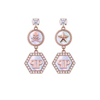 Philipp Plein Ohrringe - Ohrringe Plein Mini Logo - Gr. unisize - in Ros&eacute;gold - f&uuml;r Damen