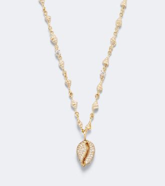 Anita Ko Halskette Shell By The Yard und Puka Shell aus 18kt Gelbgold mit Diamanten