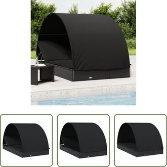 vidaXL Sonnenliege - Sonnenliege f&uuml;r 2 Personen mit Runddach Schwarz 211x112x140 cm