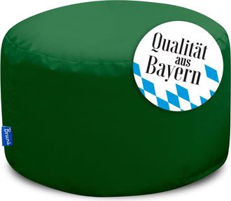 Bruni Pouf Sitzhocker L in Tannengr&uuml;n - runder Sitzpouf, Indoor und Outdoor als Fu&szlig;hocker, Yoga-Sitzkissen, Meditationskissen geeignet, in Deutschland gefer