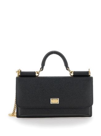 Dolce & Gabbana Grained Leather Top Handle Bag - Black