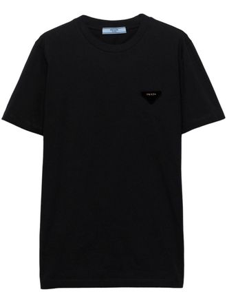 Prada t-shirt à logo triangulaire - Noir