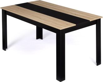 IDMarket Idmarket - Table à manger rectangle georgia 8 personnes noire et imitation hêtre 160 x 90 cm