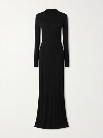 Alaia Robe Du Soir &Agrave; Col Montant En Jersey - Noir
