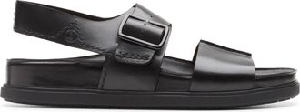 Clarks Unisex Torford Strap Sandal, Black Leather, 41.5 EU