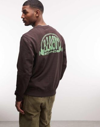 Element Sweatshirt in Braun mit Print-Schwarz