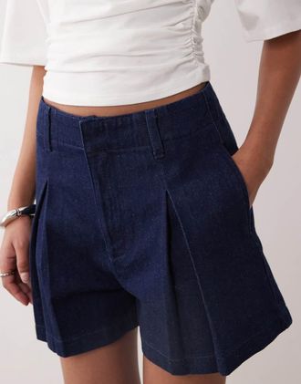 Calvin Klein Jeans Short pliss&eacute; - Bleu fonc&eacute; d&eacute;lav&eacute;