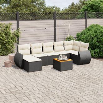 vidaXL Vidaxl - Salon de jardin 8 pcs avec coussins noir r&eacute;sine tress&eacute;e