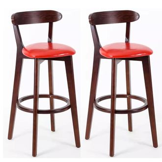 Generic Barhocker-Set (2Er-Set), Tresenh&ouml;he 61/71/81 cm mit R&uuml;ckenlehne, Rustikale Barhocker mit Kunstlederbezug und Holzbeinen f&uuml;r Die K&uuml;cheninsel