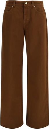 Max Mara MstFatuo Pantalon Baggy en Coton Satin&eacute; - Femme - Jeans - Brun - Taille: 36 FR