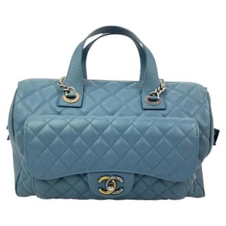 Chanel Pre-owned Quilted Caviar Large Bowling Bag - - Pre-owned - Damen - Blau - ONE SIZE