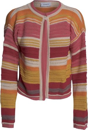 Laneus Femme, Pulls, Multicolore, Taille: 36 FR Cardigan en maille &agrave; points d&eacute;cal&eacute;s