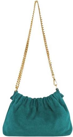 modamoda.de T259 - Mini sac à bandoulière X-Small en cuir italien, daim bleu pétrole, xs
