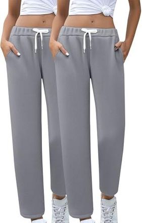 Generic Lot de 2 Pantalon De Running Femme Chic &Eacute;t&eacute; Pant Longue Stretch Tendance Comfy Streetwear D&eacute;tente Mode Costume Classique Basique Taille Elastique 2026