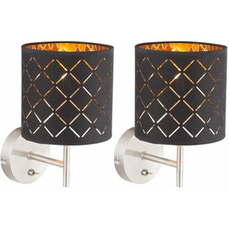 ETC Shop Lot de 2 appliques led design lampes spots en textile or noir &eacute;clairage chambre et salon