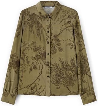 Motivi Femme, Blouses et Chemises, Vert, Taille: 36 FR Satin Shirt with Print