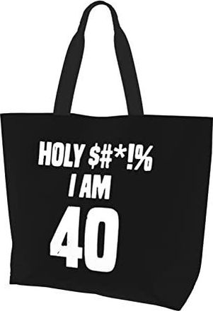 AOOEDM I Am 39 + 1 Funny 40th Birthday Middle Finger Ladies Canvas Tote R&eacute;utilisable Shopping Bag