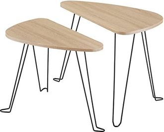 TecTake Ensemble de 2 Tables dappoint Richmond Style Industriel Bouts de canap&eacute; Tables Basses diverses Couleurs (Bois Clair Industriel)