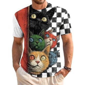 Generic T-shirt &agrave; manches courtes et col rond pour homme - Imprim&eacute; animal chaton - T-shirt graphique basique - V&ecirc;tements d&eacute;t&eacute; tendance - V&ecirc;tements quotidiens 