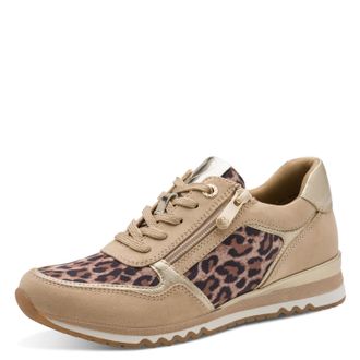 Marco Tozzi Marco Tozzi Damen Sneaker weiches Feel Me Wechselfu&szlig;bett weiches Innenfutter Vegan Modern, beige (Leo BEIGE Comb), 39 EU
