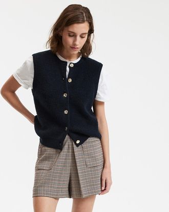 La Redoute Collections Cardigan Boutonn&eacute; Col Rond En Grosse Maille