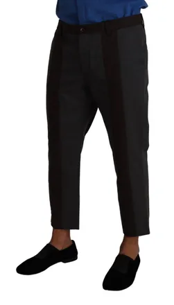 Dolce & Gabbana Nylon-Cotton Striped Cropped Trousers - Gray