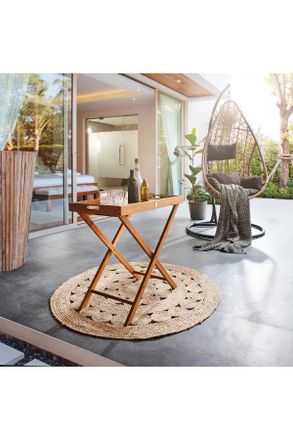 ambia GARDEN Gartenbeistelltisch, Akazie, Holz, Akazie, vollmassiv, rechteckig, X-Form, 42.5x68x68 cm, ISO 9001, Fsc, Bsci, klappbar, abnehmbares Tablett, einfache