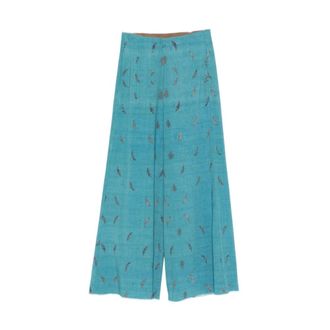 Pierre-Louis Mascia Femme, Pantalons, Bleu, Taille: 36 FR Print Wide Leg Pantalons