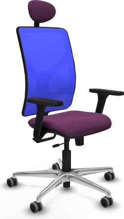 Piqueras y Crespo Sicherheitsstuhl mit 3D-Armen, h&ouml;henverstellbarer Lendenwirbelst&uuml;tze und festem Kopfteil, ausgestattet mit Syncro/Traslack und Schneideschaum, Blau/Vi