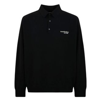Acne Studios Homme, Sweatshirts et sweats &agrave; capuche, Noir, Taille: L Polo en laine tricot&eacute;e