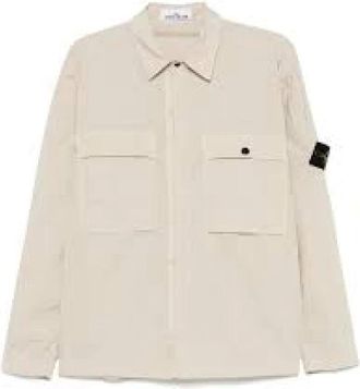 Stone Island Homme, Vestes, Beige, Taille: S Chemise d&eacute;contract&eacute;e en coton pour homme