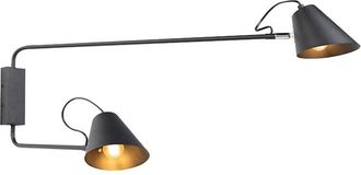 QAZQA Smarte Wandleuchte schwarz 2-flammig verstellbar inkl. Wifi A60 - Lune