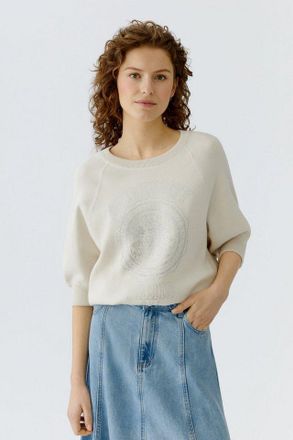 Oui Strickpullover Pullover whitecap gray